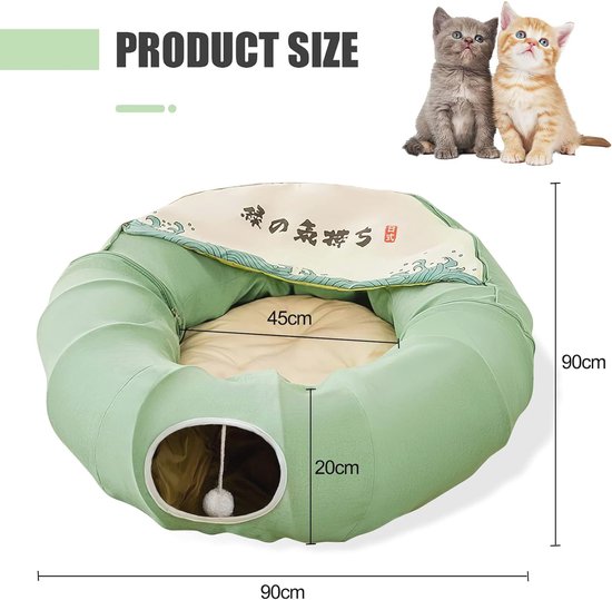 Kattentunnel en kattenbed voor binnen met krabbal, opvouwbaar design ...