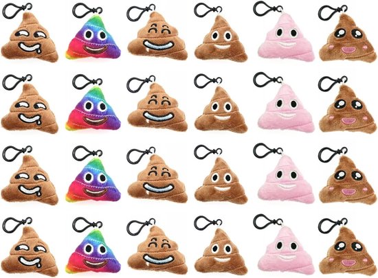 Mini Poep Emoticon Pluche Sleutelhangers - 24 Stuks voor Feesten en ...