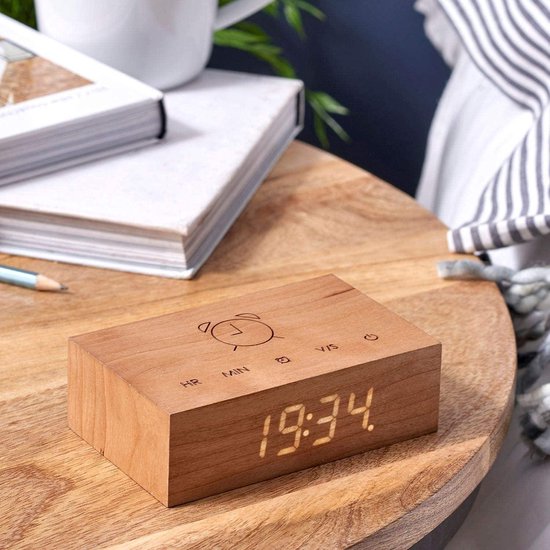 Moderne Wekker Hout Kers - Design G003C15 - 1 Maat | bol