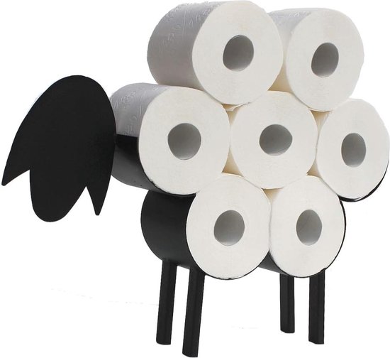 Grappige Staande Wc-Rolhouder in Zwart - Schaap Design | bol