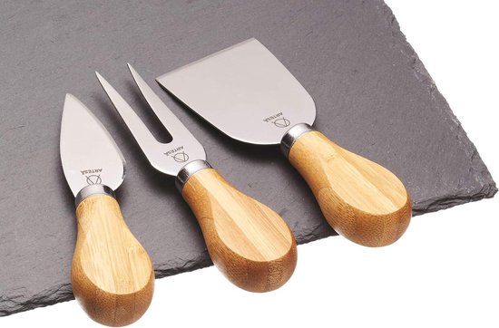 Leistenen kaasmes en kaasplankset in geschenkverpakking - 4-delig ...