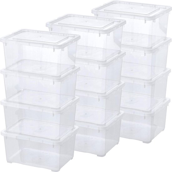 12 x 17 L transparante organisatiedozen met deksel - stapelbare ...