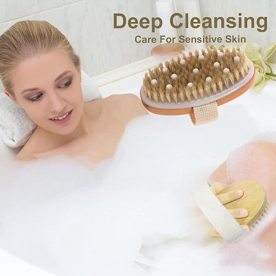Lichaamsborstel van natuurlijke haren - verwijdert dode huid ...