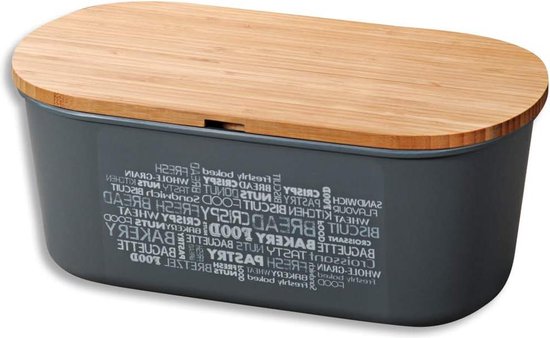 Broodtrommel Keuken Grijs Bamboe Melamine - Broodtrommel met Deksel | bol