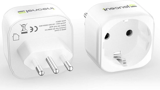 Wereldstekker EU Italië Reisadapter Type L Travel Adapter 2-polig ...