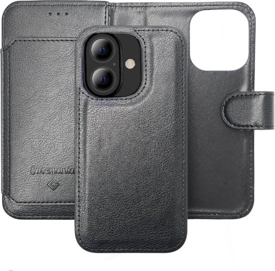 Casemania – iPhone 16 – 2 in 1 – Bookcase - 6 Pasjes - Zwart | bol