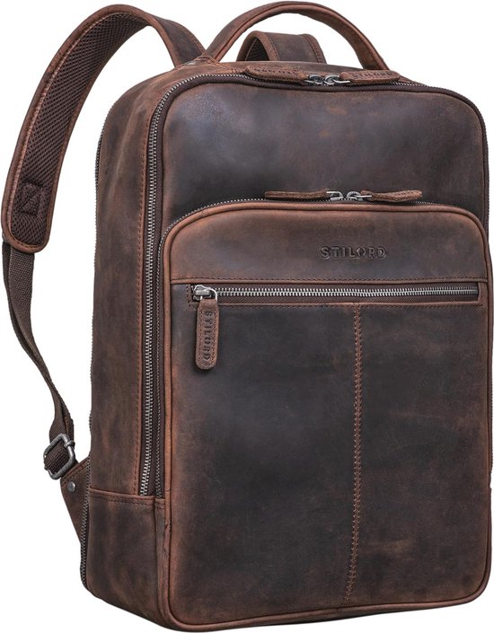 Vintage Leren Rugzak voor 15.6 inch Laptops - Ergonomische Business ...