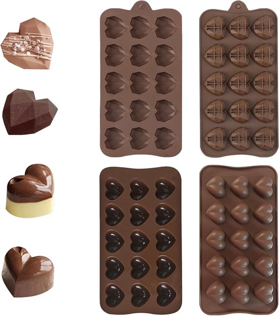 Chocolade vorm siliconen - 2 stuks bonbonvorm - hartvorm - herbruikbare ...