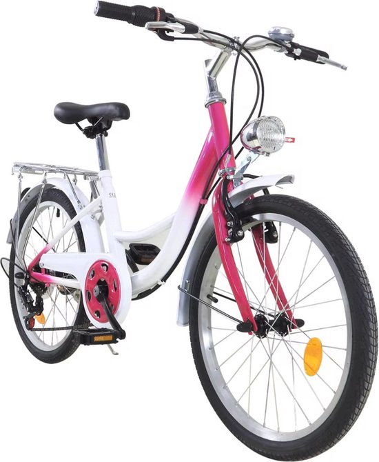 Meisjes Fiets 20 Inch – Kinderfiets – Inclusief Fietsbel en Kettingkast ...