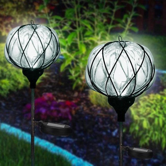 Tuinverlichting op zonne-energie - set van 2 waterdichte solarlampen ...