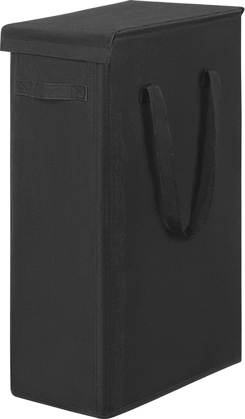 Slanke wasmand met deksel - 60 liter, ademend en opvouwbaar voor kledingopslag | bol