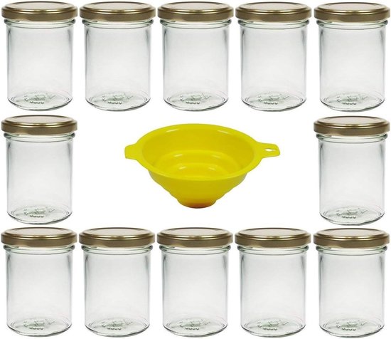 12 x jampotten goudkleurige sluiting 219 ml - inmaakpotten ...