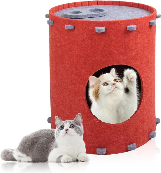 Opvouwbaar kattenhuis XXL - krasbestendig - rood - voor buitenkat - 41 ...