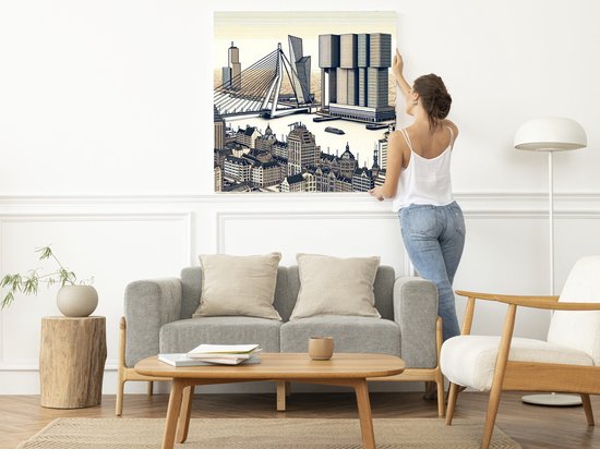 Line art rotterdam schilderij | Rotterdamse lijnen en vormen vangen het ...