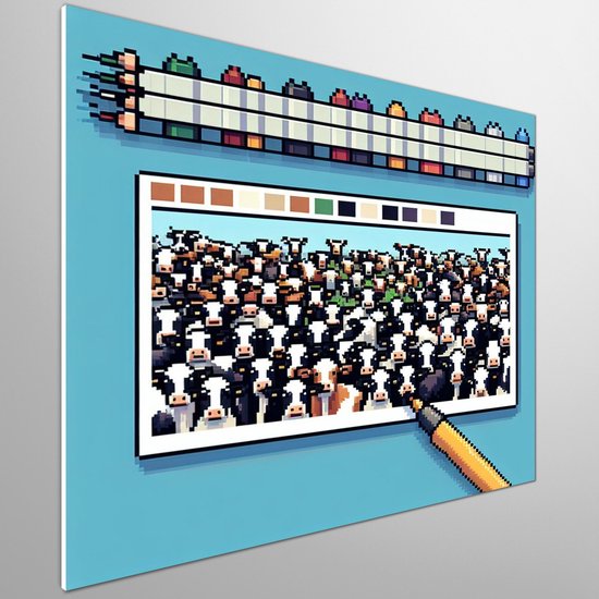 Pixel art vee schilderij | Digitale koeienweide: een meesterwerk van ...