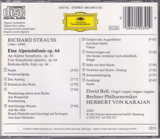 Eine Alpensinfonie - Richard Strauss - David Bell (orgel), Berliner Philharmoniker... | bol