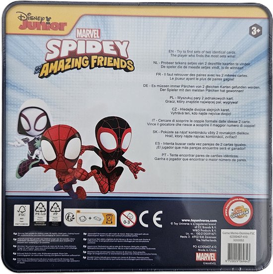 Disney Junior Marvel Spidey Amazing Friends Memory spel in blik | Games ...