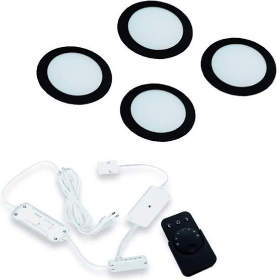 Hera FR-68 Dynamic Led set van 4 spots met dimmer inbouw 24V/30W zwart | bol