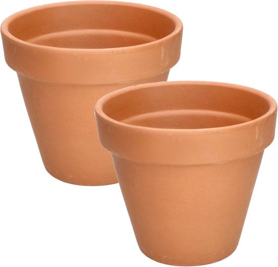 Set van 2 Terracotta Bloempotten 17 cm - Stijlvolle Potten voor Binnen ...