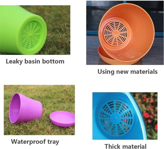 Extra Grote Plastic Bloempotten met Lekbakken - 6 Stuks 20 cm voor ...