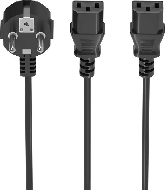 AISENS A132-0864 electriciteitssnoer Zwart 3 m CEE7/7 2 x C13 stekker | bol