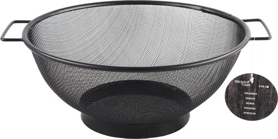 2x stuks RVS keuken vergiet/zeef zwart 26 cm - Keuken/koken ...