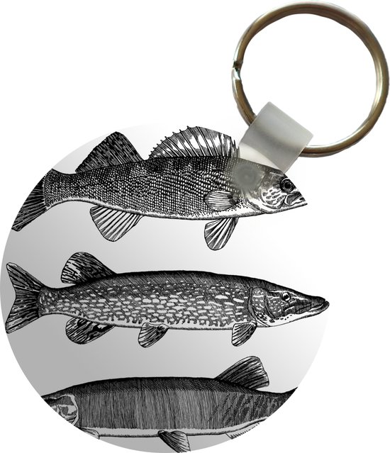Sleutelhanger - Een illustratie van drie vissen - Plastic - Rond - Uitdeelcadeautjes | bol.com