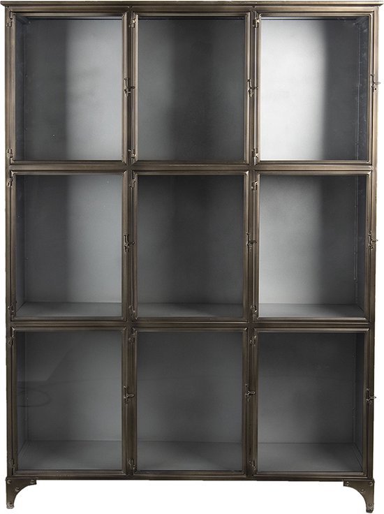 Vitrine 109*35*154 cm Brun Fer, Glas Rectangle Meuble De Rangement ...