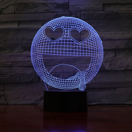 3D Led Lamp Met Gravering - RGB 7 Kleuren - Smiley Verliefd | bol
