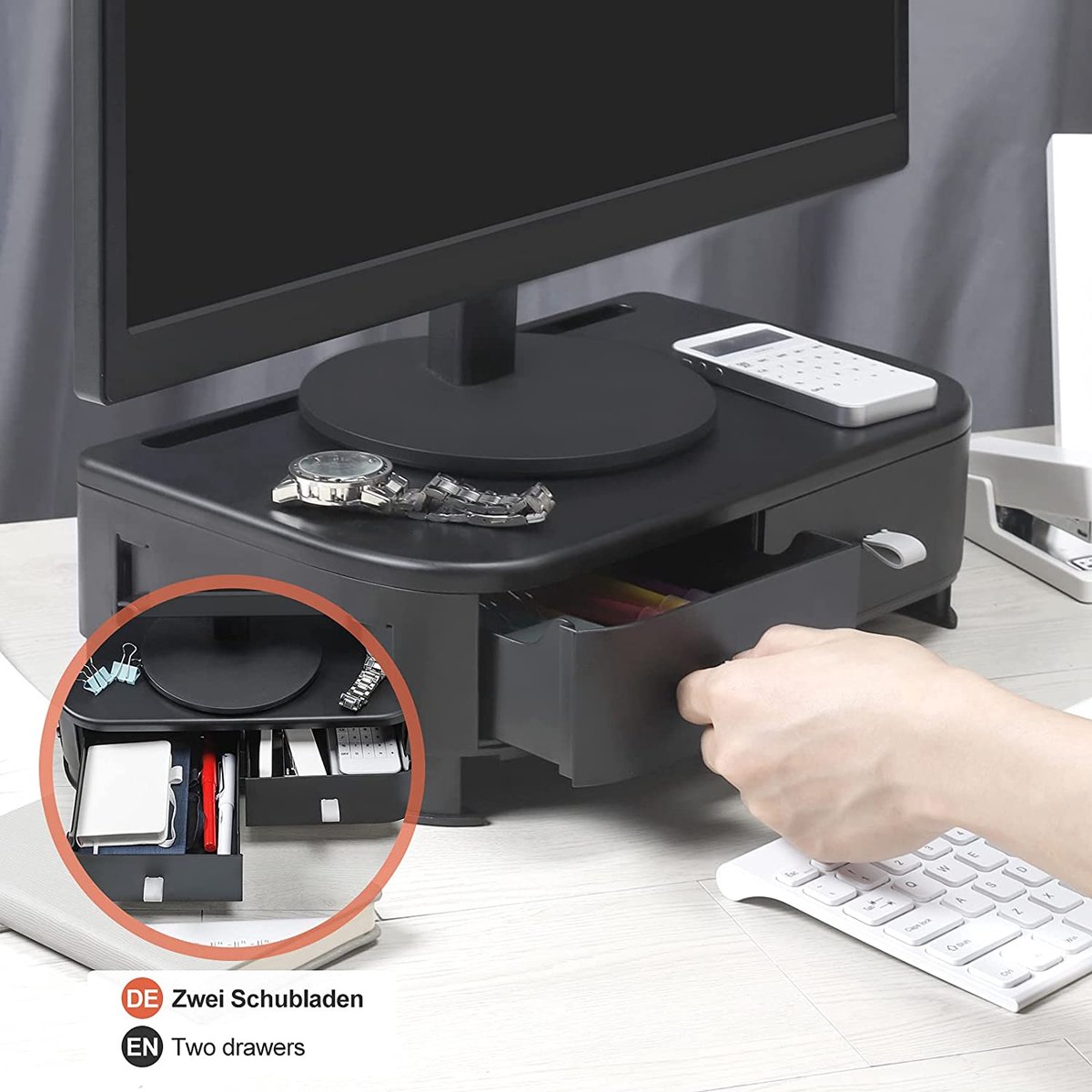 Yorbay monitorstandaard schermstandaard laptopstandaard met 2 lades ...