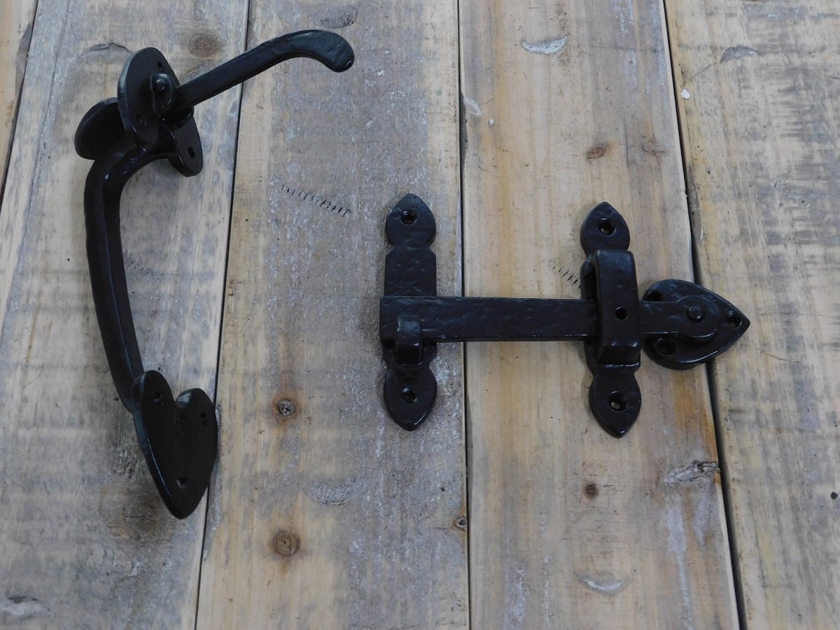 Staldeursluiting / poortbeslag, complete set deurbeslag, mat zwart ...