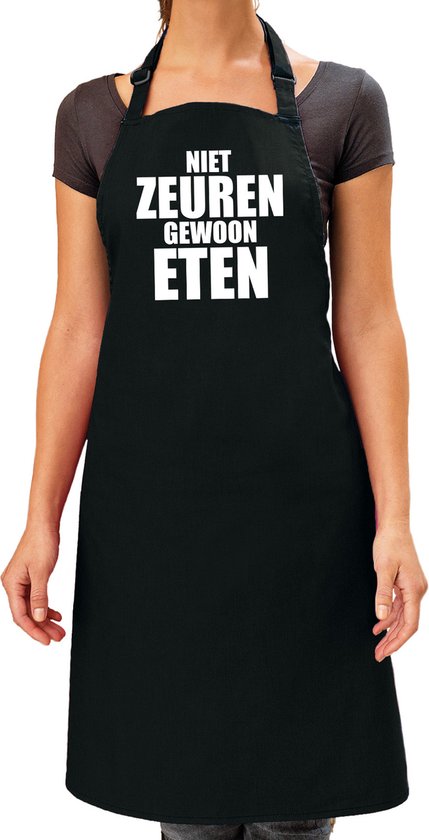 Niet zeuren gewoon eten fun tekst barbecueschort / keukenschort ...