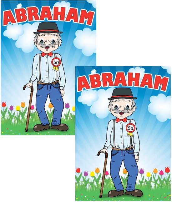 2x stuks mega posters / deurposter Abraham 50 jaar - 59 x 84 cm ...