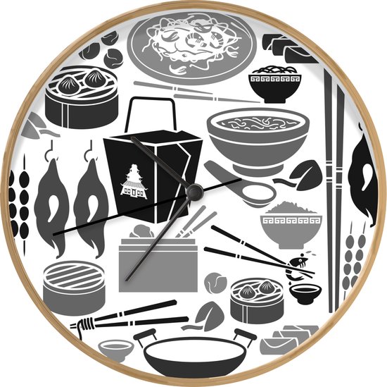 Klok Ø 30 Cm Een Illustratie Met Symbolen Uit China In Een Cirkel