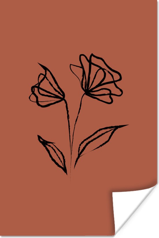 Poster Rozen - Bloemen - Line art - 120x180 cm XXL | bol.com