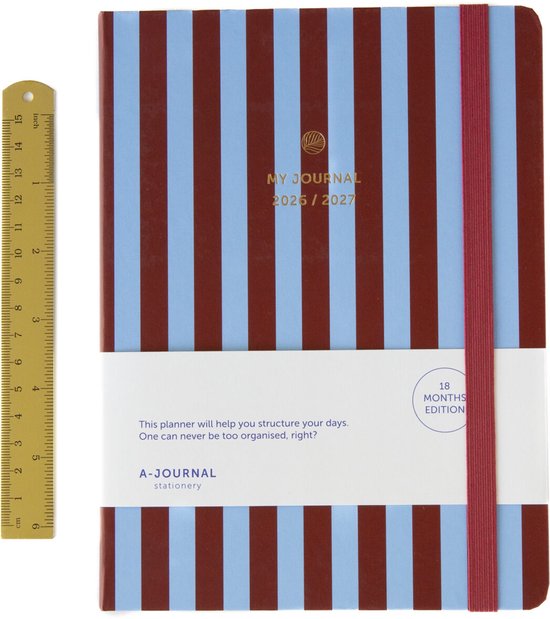 My Journal 18 Maanden Agenda 2026-2027 Strepen Blauw Bordeaux | bol