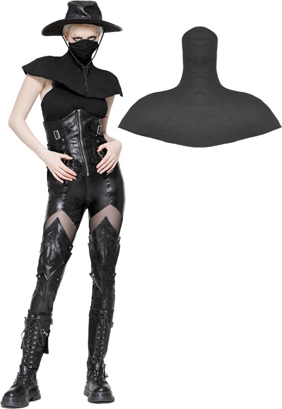 Dark in Love - Punk Mysterious Assassin High-Collar Cape - XL - Zwart | bol