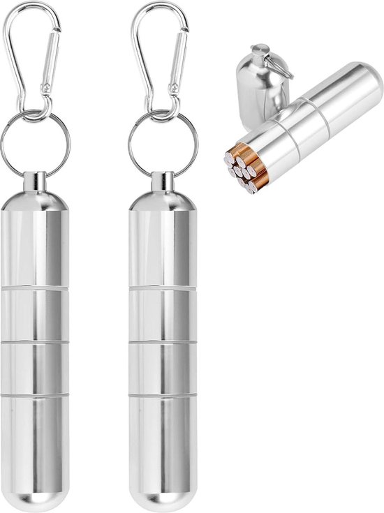 Set Keychain Cigarette Case Waterproof Round Cigarettes Mini Aluminum ...
