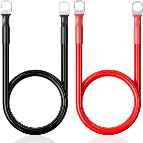 2 stuks 50 cm 16 mm² 5 AWG omvormerkabel met koperdraadklemmen - auto vrachtwagen... | bol