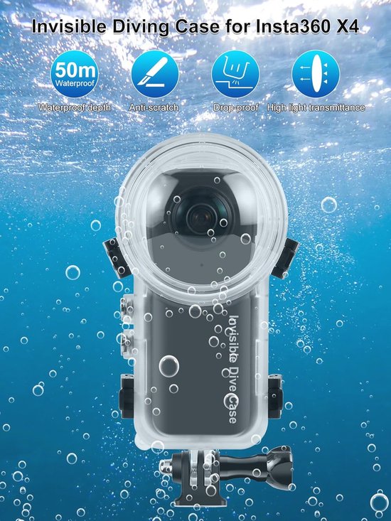 Waterdichte Behuizing voor Insta360 X4 - Onzichtbare Duikhoes tot 50m | bol
