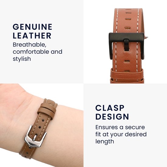 kwmobile Real Leather Watch Strap Compatible with Garmin Forerunner 55 ...