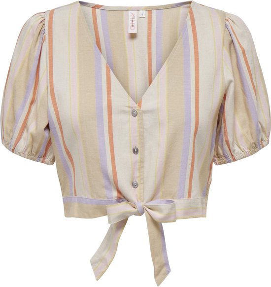 ONLY - ONLTINE SS KNOT BUTTON TOP LIFE CS - Dames - Blouses | bol