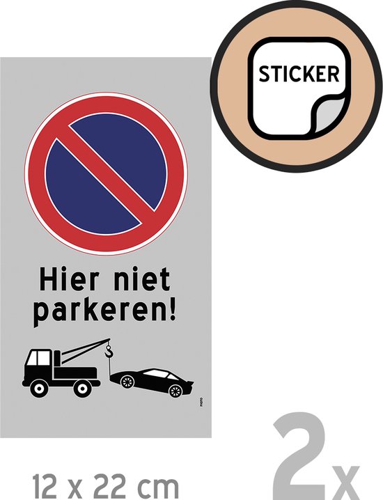 Pictogram/ stickers (2x) | "Hier niet parkeren!" | 12 x 22 cm | Grijs ...