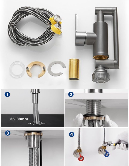 Moderne Waterkraan voor Badkamer met 360 Graden Draaifunctie en Twee ...