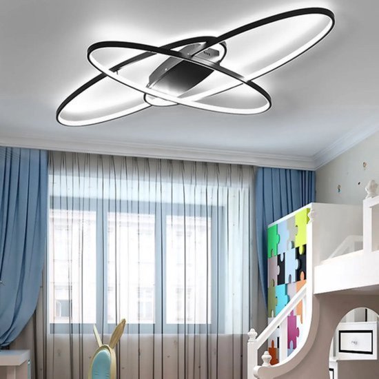 3 Rings Ceiling Lamp - Chandelier - Black - 95 cm - Dimmable With ...