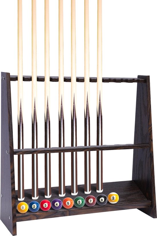 Poolstickhouder - Poolstick houder - biljartkeu rack hout - 10 sticks ...
