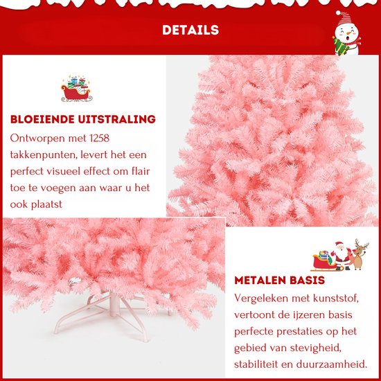 Trendmix Roze Kunstkerstboom 225 cm – 1258 Takken – Volle Boom ...
