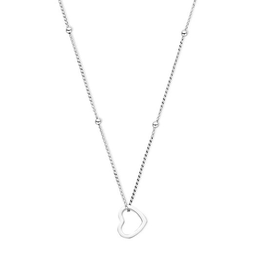 Zilver gerhodineerd collier hartje 41 + 4 cm - 1340541 | bol