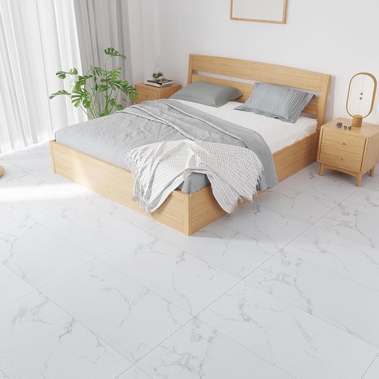 Witte Marmeren PVC Vloertegels - Zelfklevende Vinylvloer voor Keuken ...