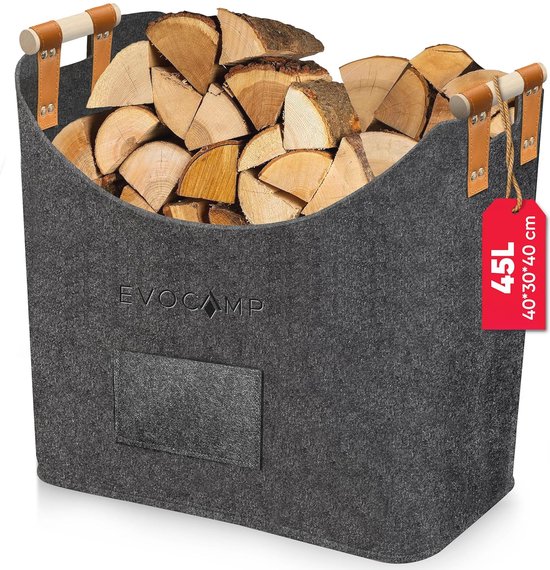 Grote Vilten Mand met Houten Handgrepen – Multi-inzetbare Opbergmand ...